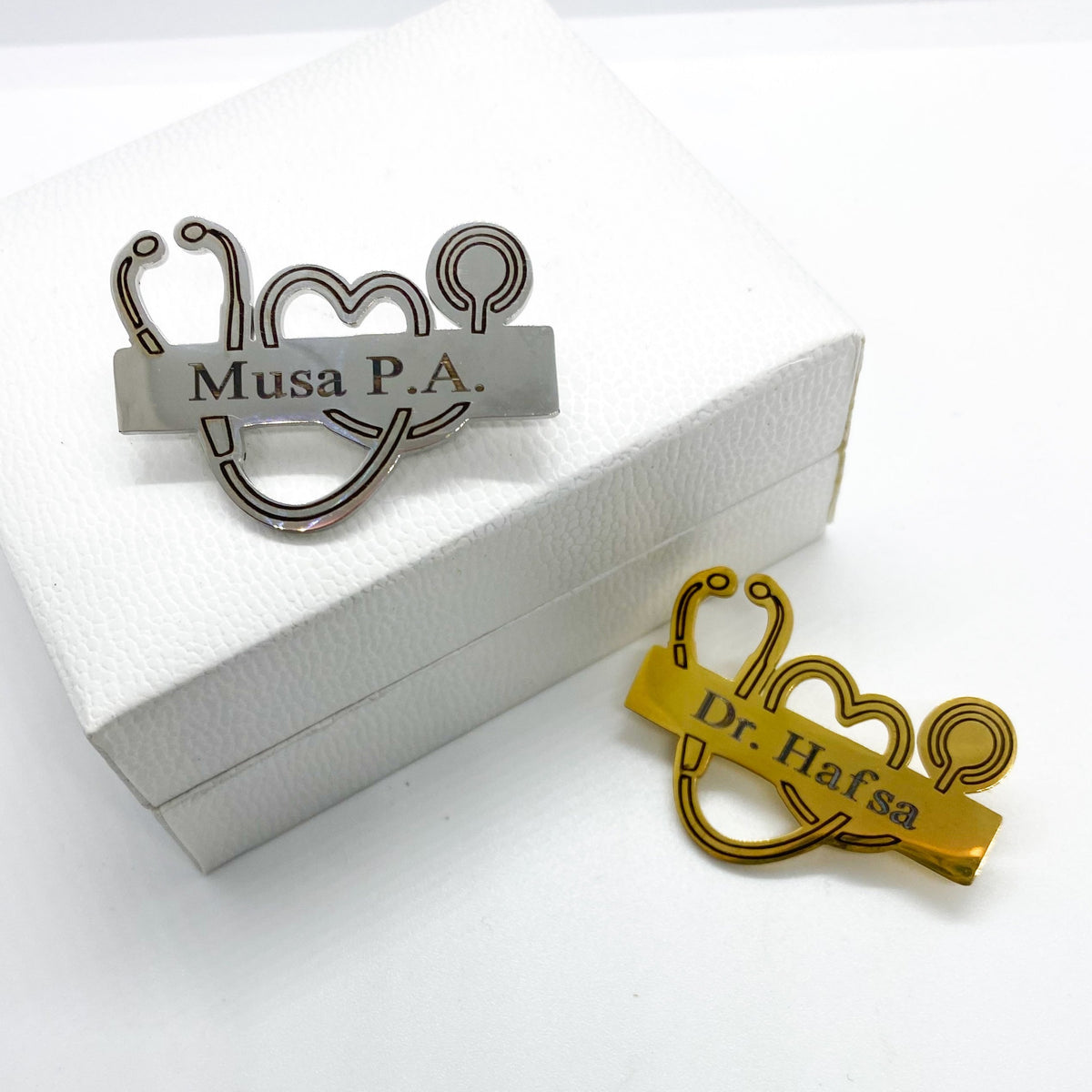 Engraved Stethoscope Name Tag Brooch | ArtByZakia