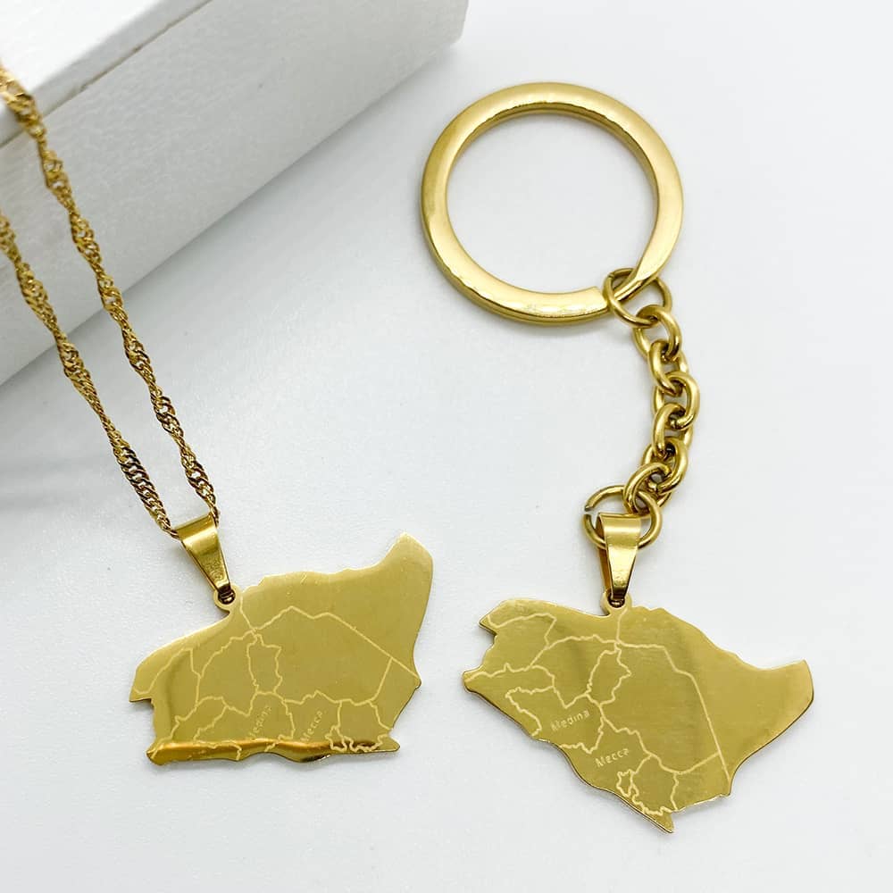 Saudi Arabia Map Necklace Keychain | ArtByZakia