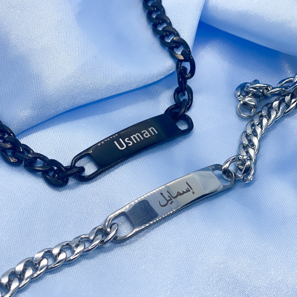 Engraved Bar Bracelet - Men | ArtByZakia